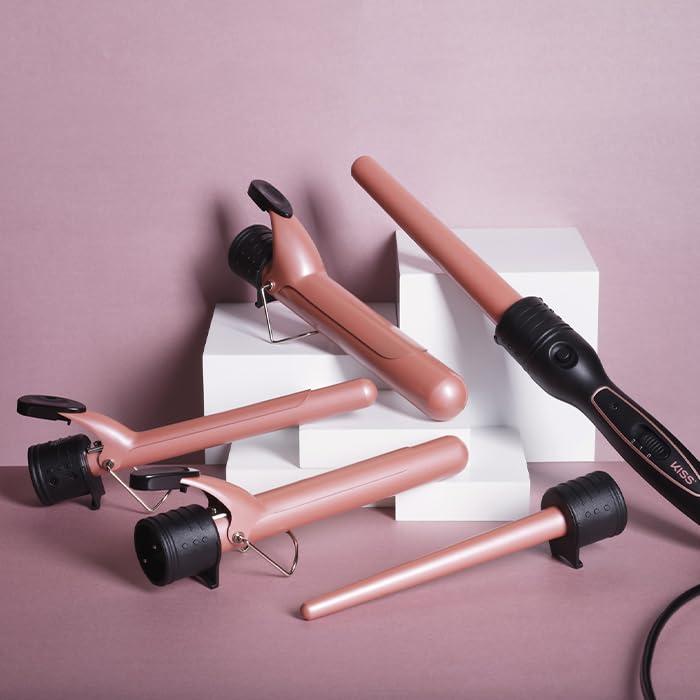 KISS 5-in-1 Curling Iron, Interchangeable Tourmaline Ceramic Curling ...